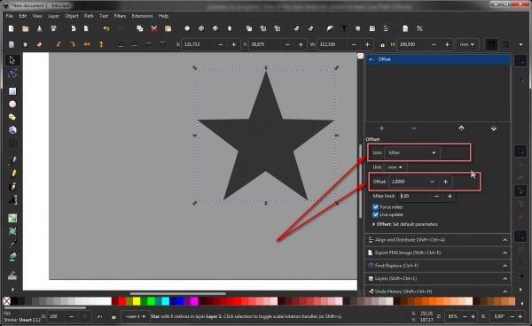 How to achieve sharp offset in Inkscape - markoze arts and web design