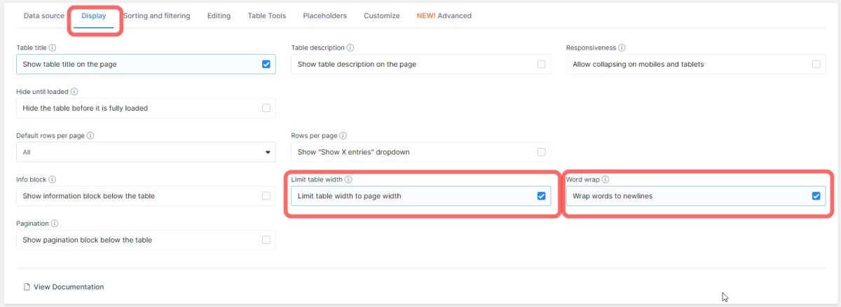 Setting Column Width In Wpdatatables Tables Markoze Arts And Web Design 6669
